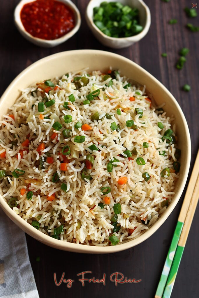 Veg Fried Rice Recipe | Vegetable Fried Rice Recipe - Sharmis Passions