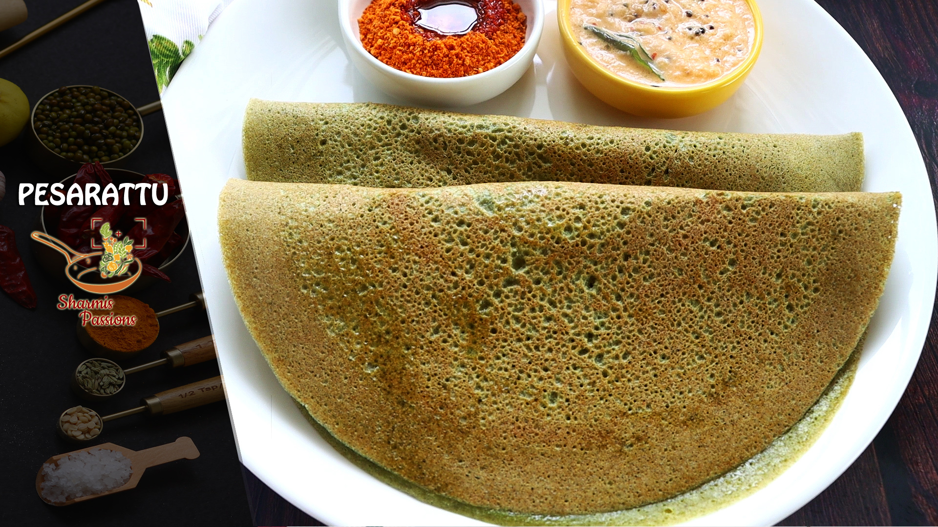 Pesarattu Recipe | Moong Dal Dosa Recipe - Sharmis Passions