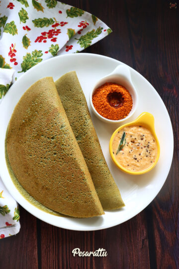 Pesarattu Recipe | Moong Dal Dosa Recipe - Sharmis Passions