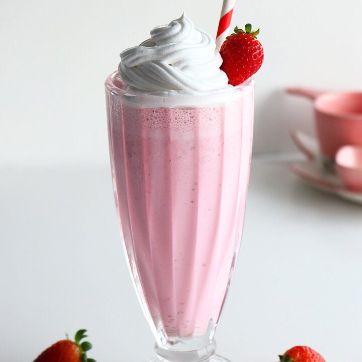Strawberry Milkshake Recipe (Strawberry Shake) - Sharmis Passions