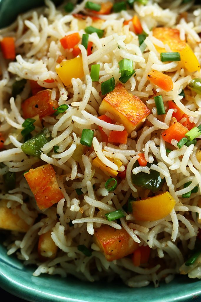 Paneer Fried Rice Recipe - Sharmis Passions