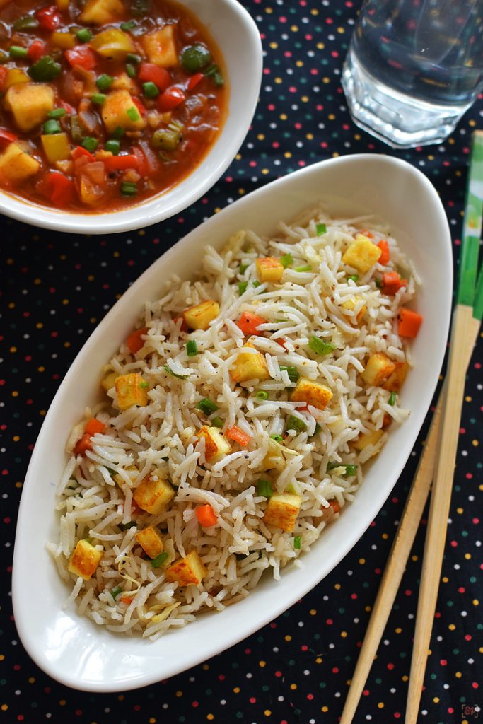 Paneer Fried Rice Recipe - Sharmis Passions