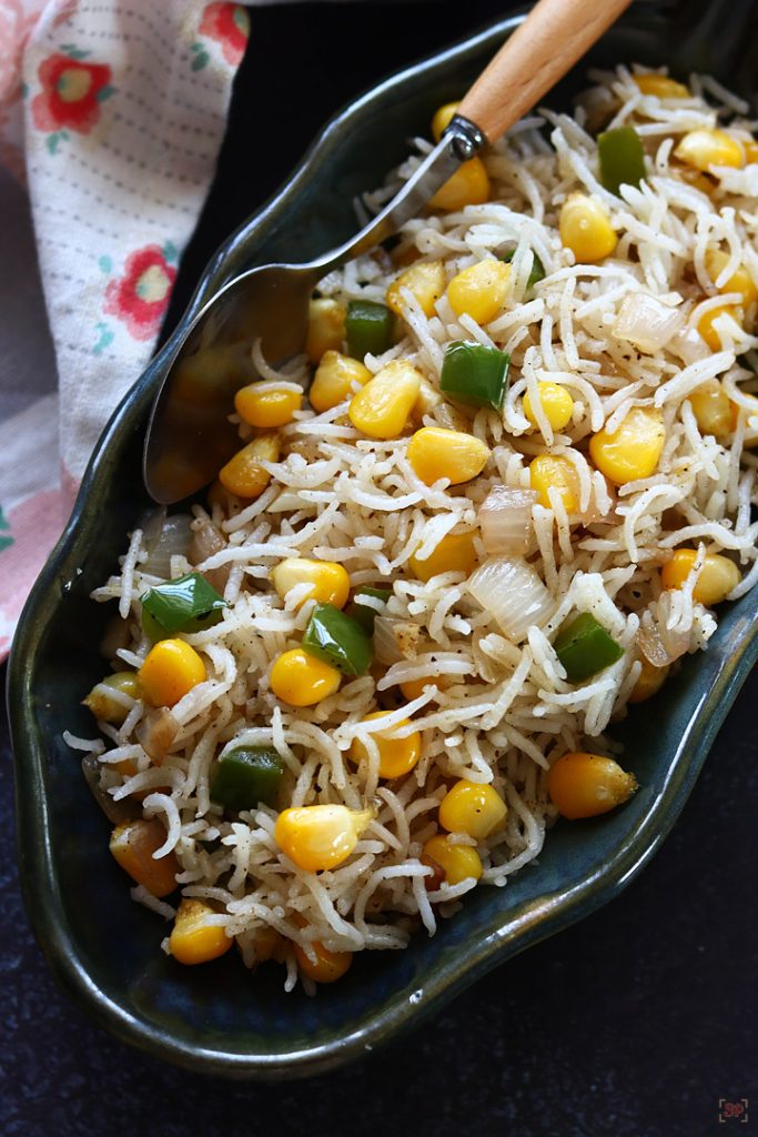 Corn Rice Recipe (Corn Fried Rice Recipe) - Sharmis Passions