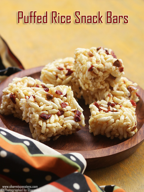 Puffed Rice Bar | Puffed Rice Snack Bar Recipe - Sharmis Passions