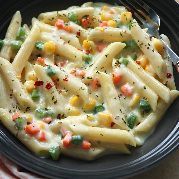 White Sauce Pasta Recipe (White Pasta) - Sharmis Passions