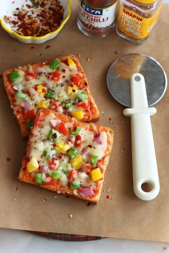 Bread Pizza Recipe (2 ways) - Sharmis Passions