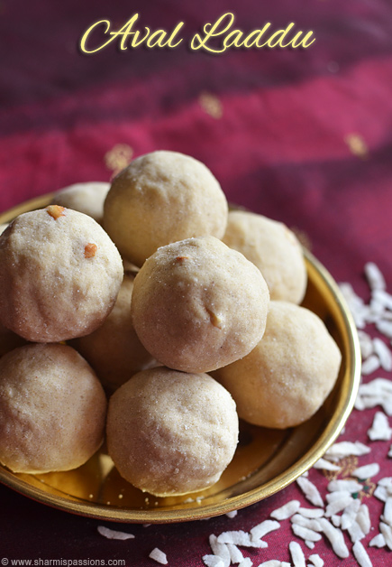 Aval Laddu Recipe | Poha Ladoo Recipe - Sharmis Passions