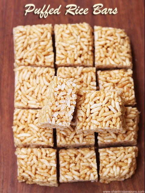 Peanut Butter Puffed Rice Bars Recipe - Sharmis Passions