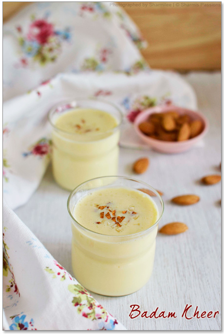 Badam Kheer Recipe - Almond Kheer - Badam Milk Recipe - Sharmis Passions