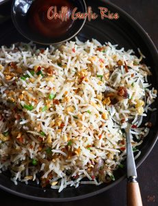 Chilli Garlic Fried Rice Recipe - Sharmis Passions