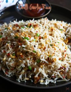 Chilli Garlic Fried Rice Recipe - Sharmis Passions