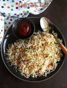 Chilli Garlic Fried Rice Recipe - Sharmis Passions