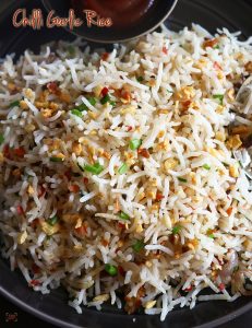 Chilli Garlic Fried Rice Recipe - Sharmis Passions