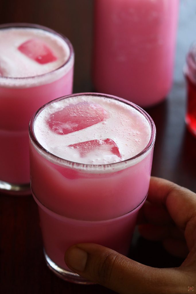 Rose Milk Recipe (with homemade rose syrup) - Sharmis Passions
