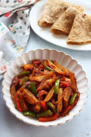 Aloo Capsicum Recipe | Aloo Shimla Mirch Recipe - Sharmis Passions